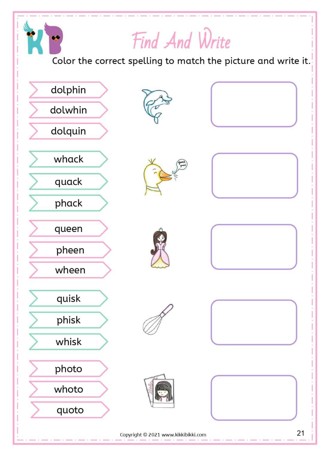 Learn to Spell wh, ph, qu Words | Free Phonics Worksheets