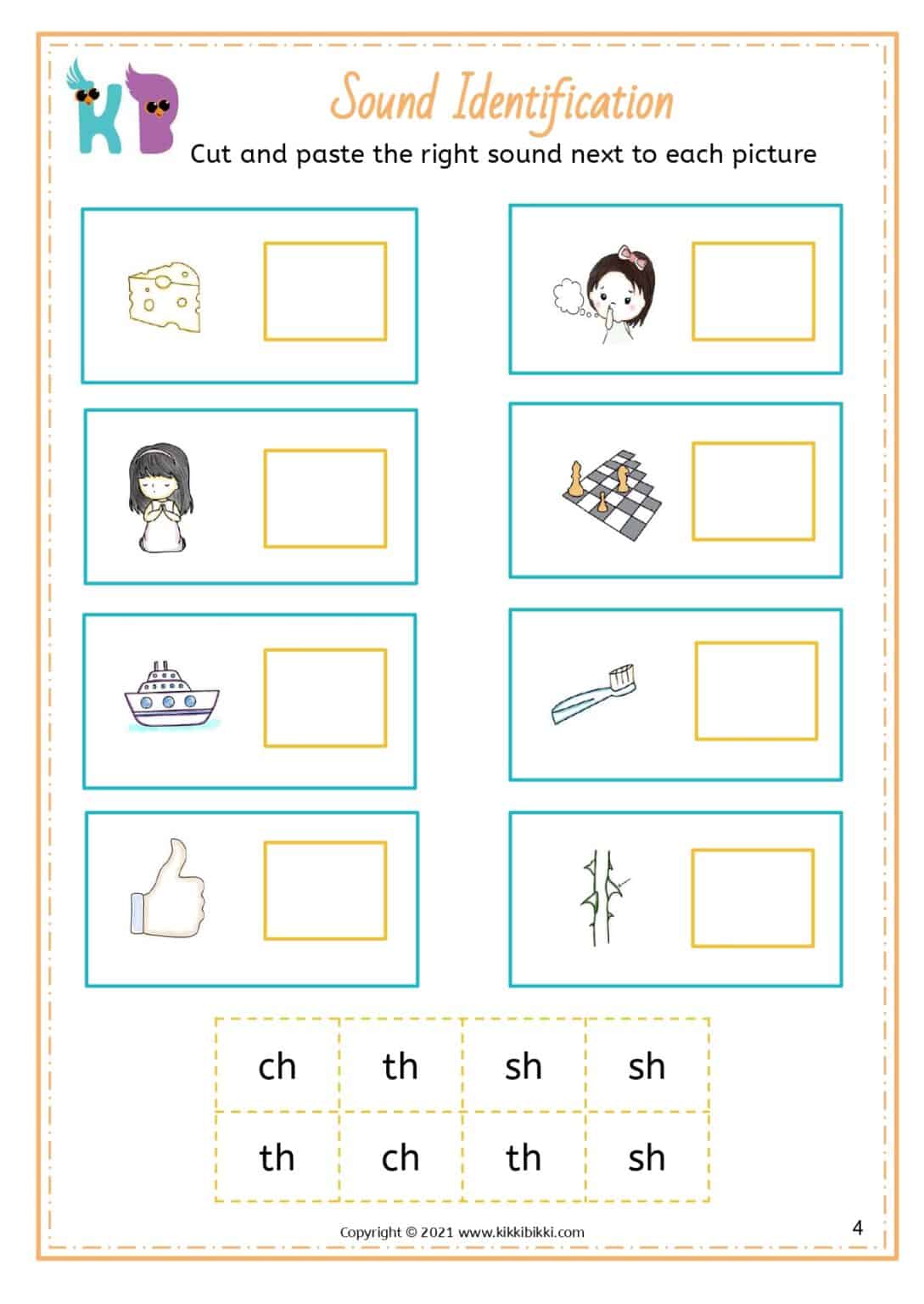 ch, sh, th Worksheets for Kindergarten - Free Printable - KikkiBikki