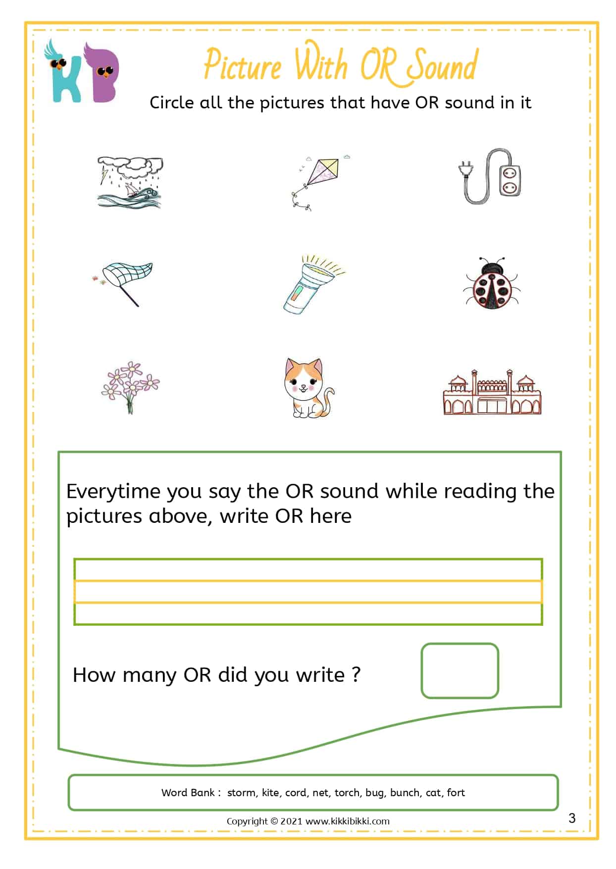 Bossy R - Kindergarten Worksheet - Free Phonics Printable