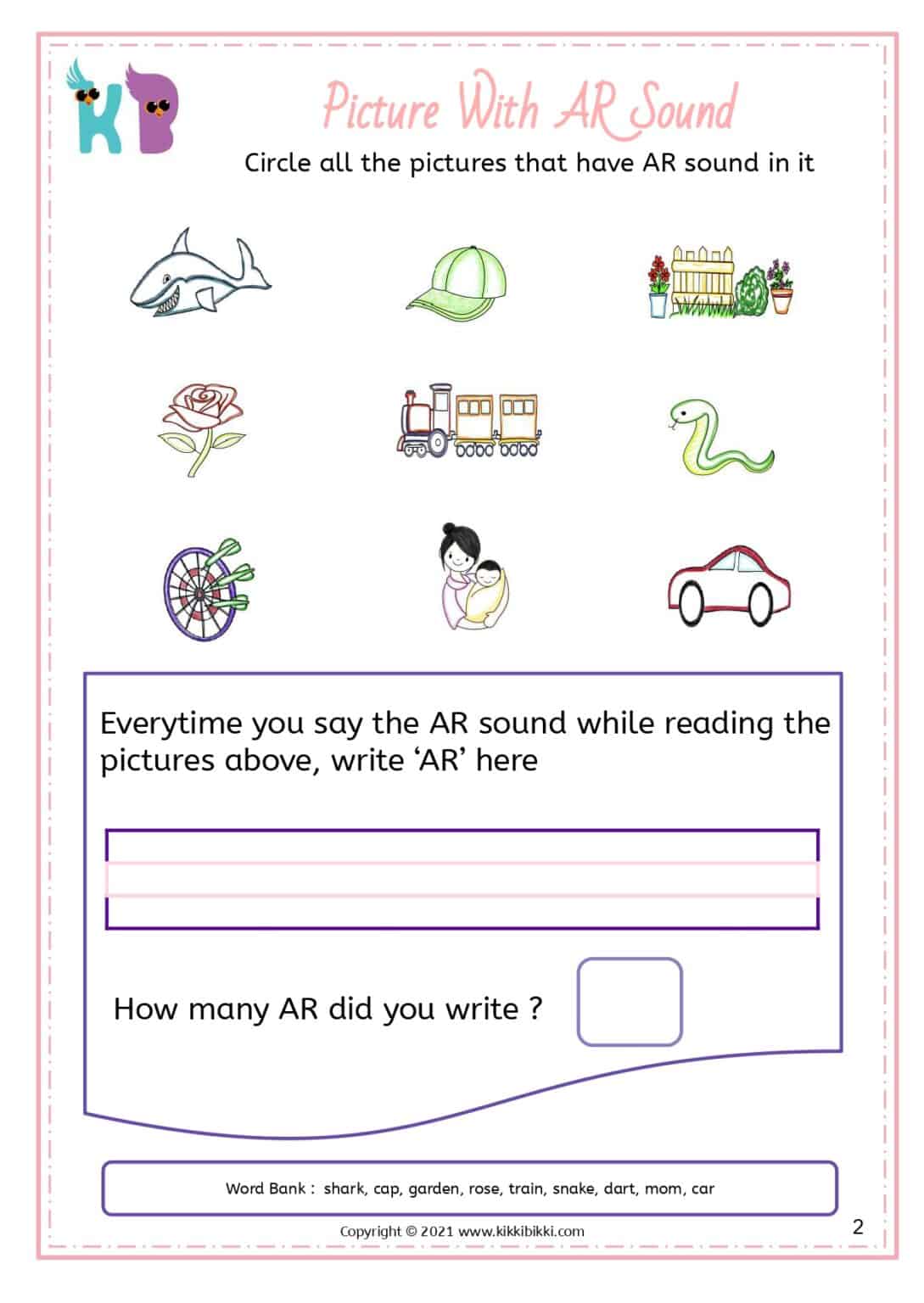 Bossy R - Kindergarten Worksheet - Free Phonics Printable