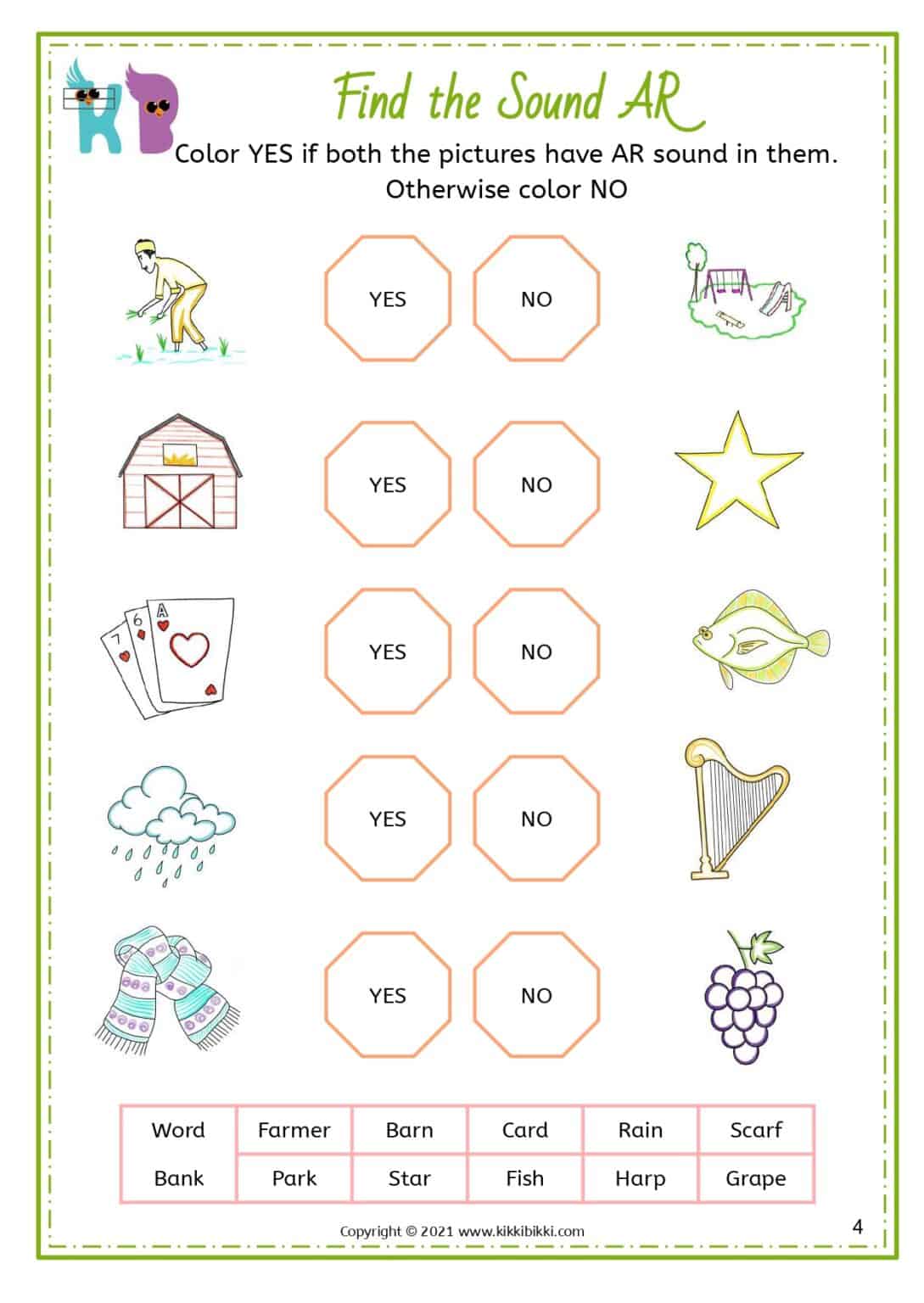 Bossy R - Kindergarten Worksheet - Free Phonics Printable