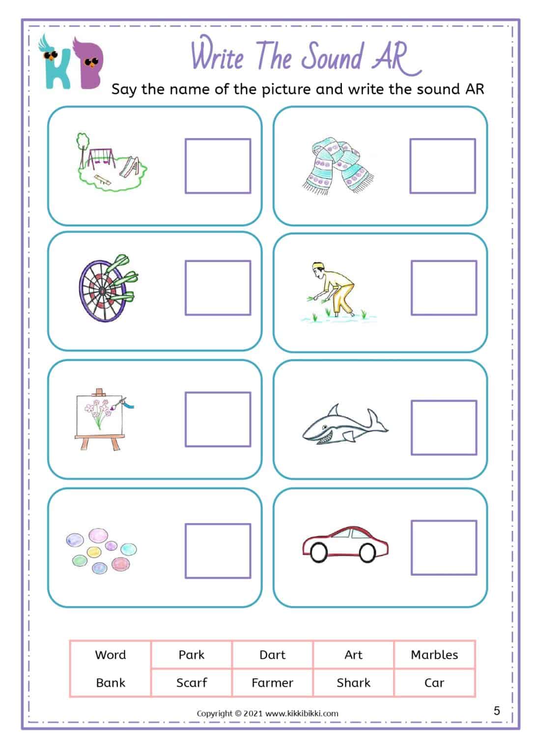 Bossy R - Kindergarten Worksheet - Free Phonics Printable
