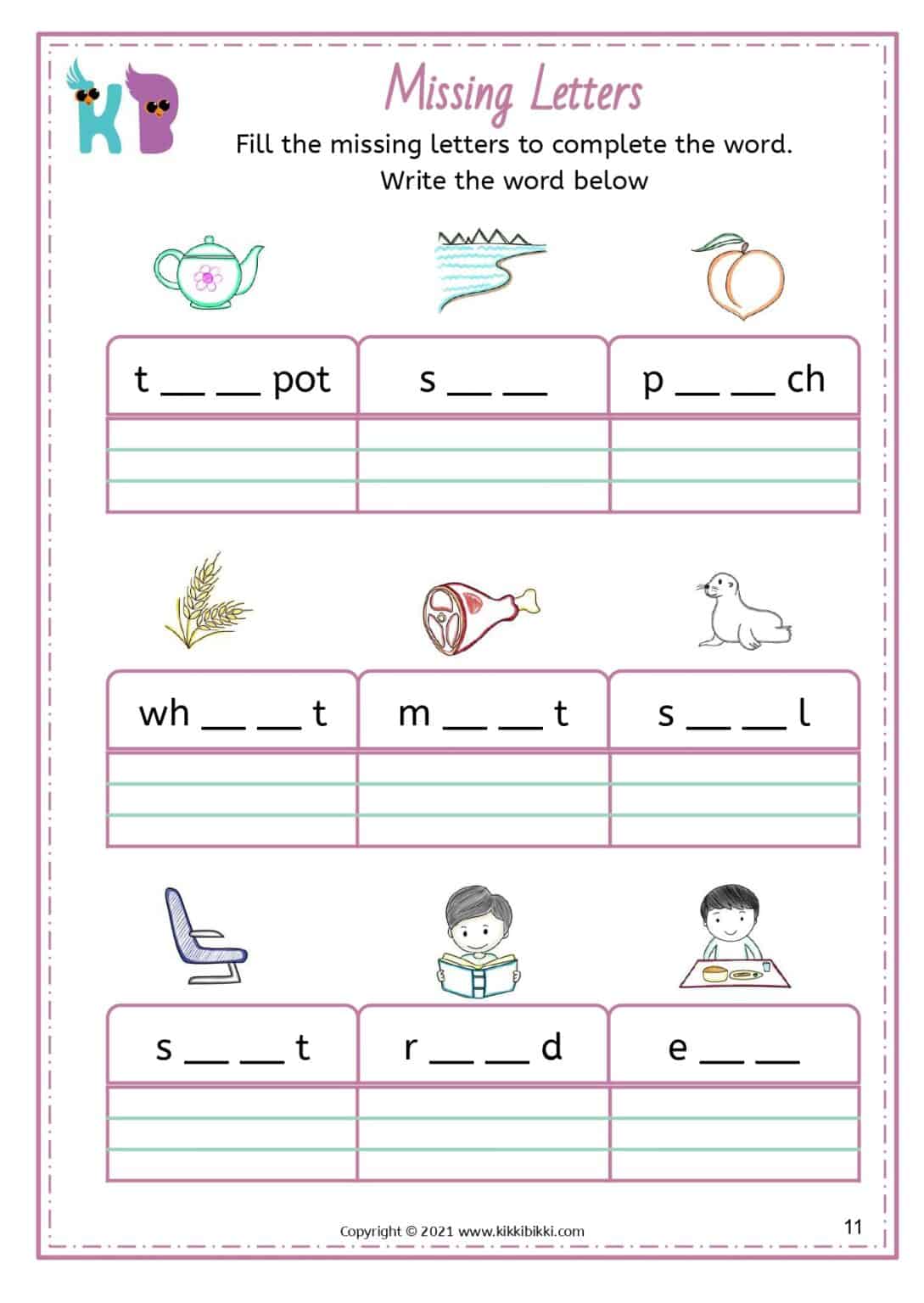 Long e Words - Kindergarten Worksheet - Free Phonics Printable