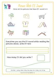 Words ending with 'ey' - Kindergarten Worksheet - Free Phonics
