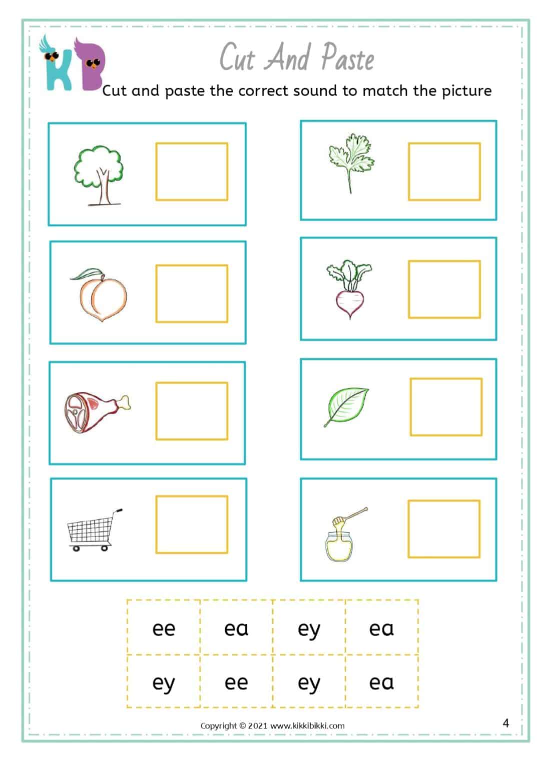 Spellings for ee-ea-ey words | Free Phonics Printable Worksheets