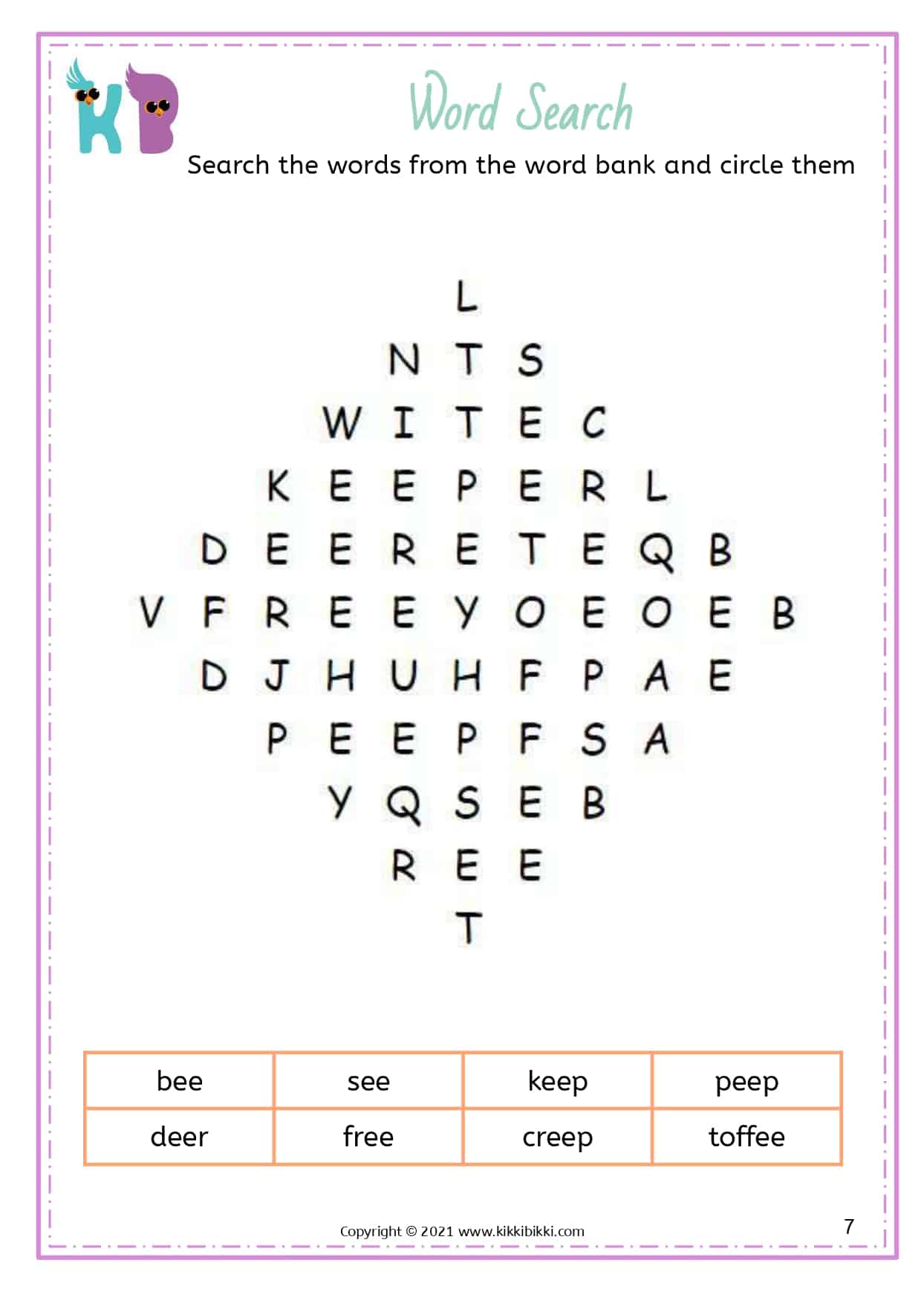 Learn to Spell ee-ea-ey Words - Kindergarten Worksheets