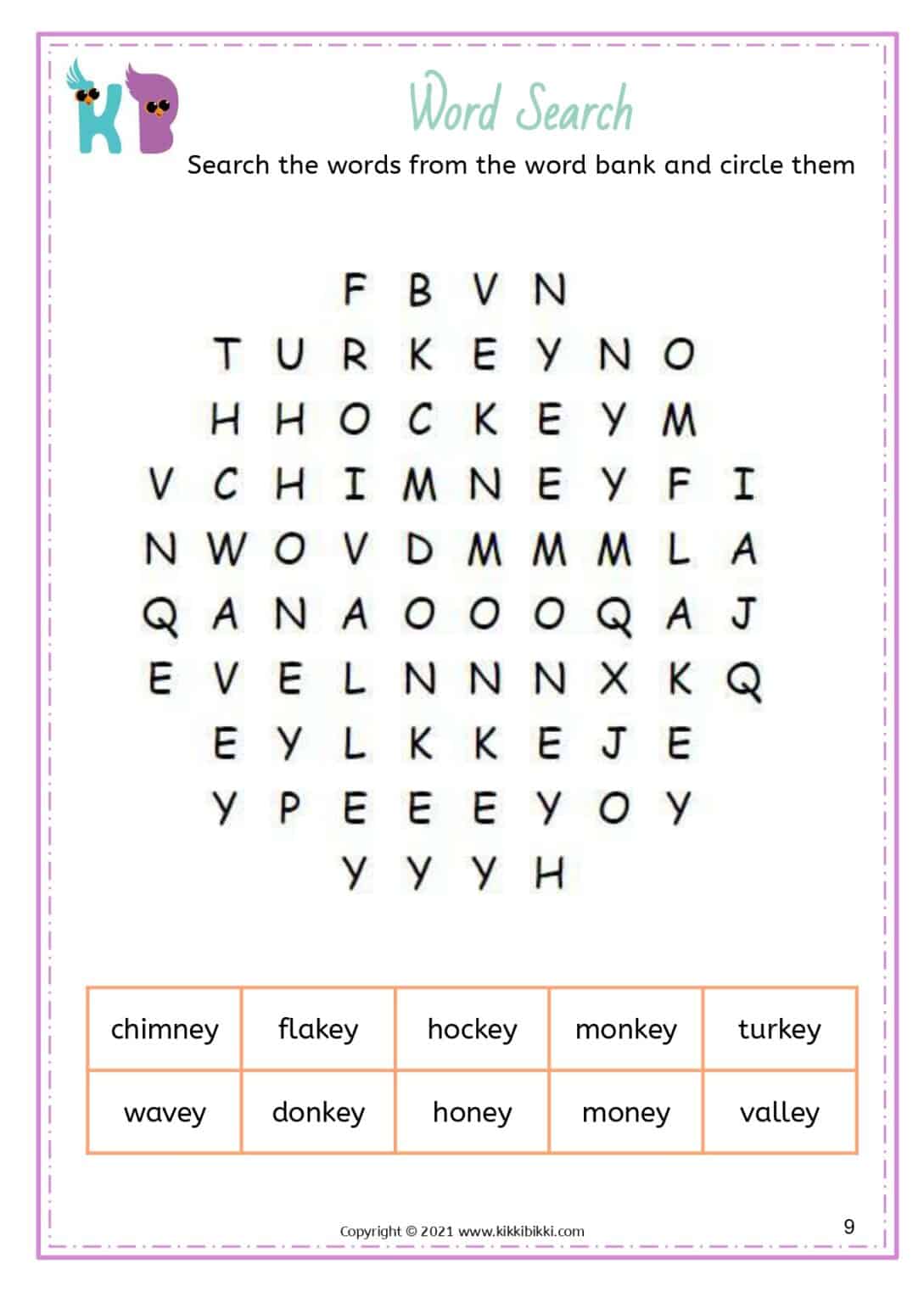 Learn to Spell ee-ea-ey Words - Kindergarten Worksheets