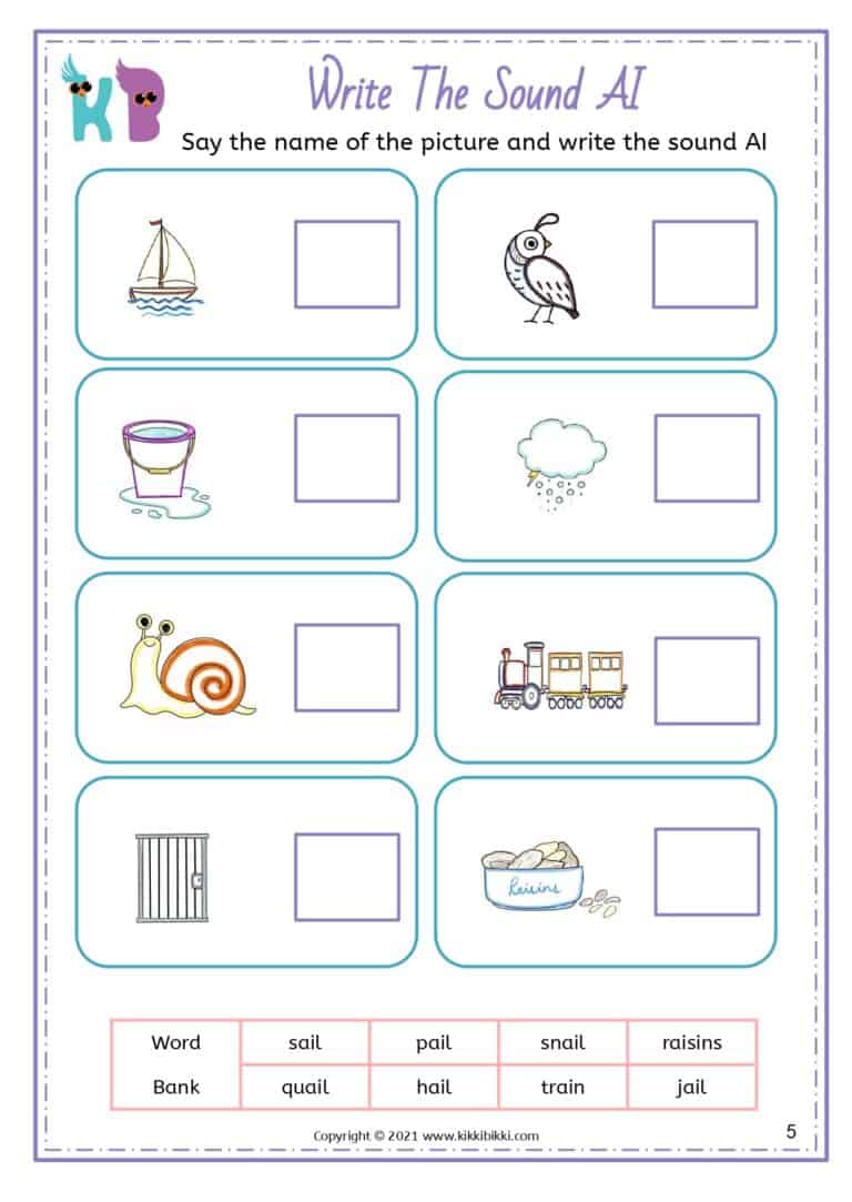 Developing 'ai' Sound Recognition Skills : FREE Printable