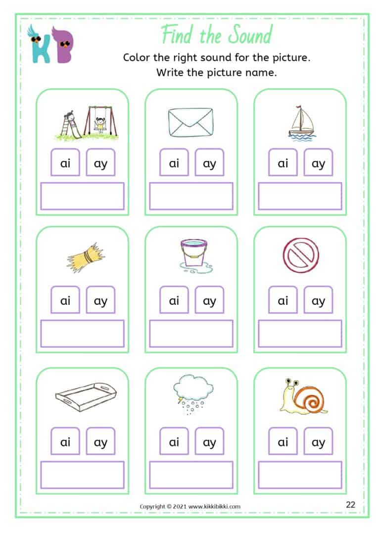 Long A Worksheets: Mastering 'ai' and 'ay' words