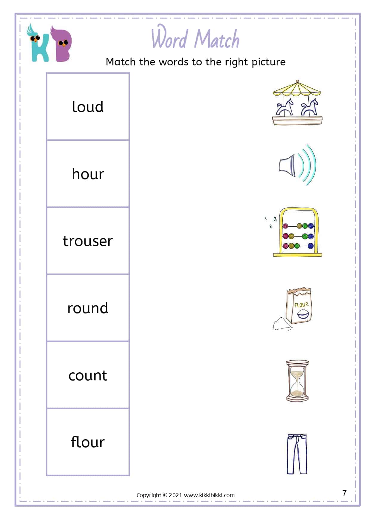 ou Words - Kindergarten Worksheet - Free Phonics Printable