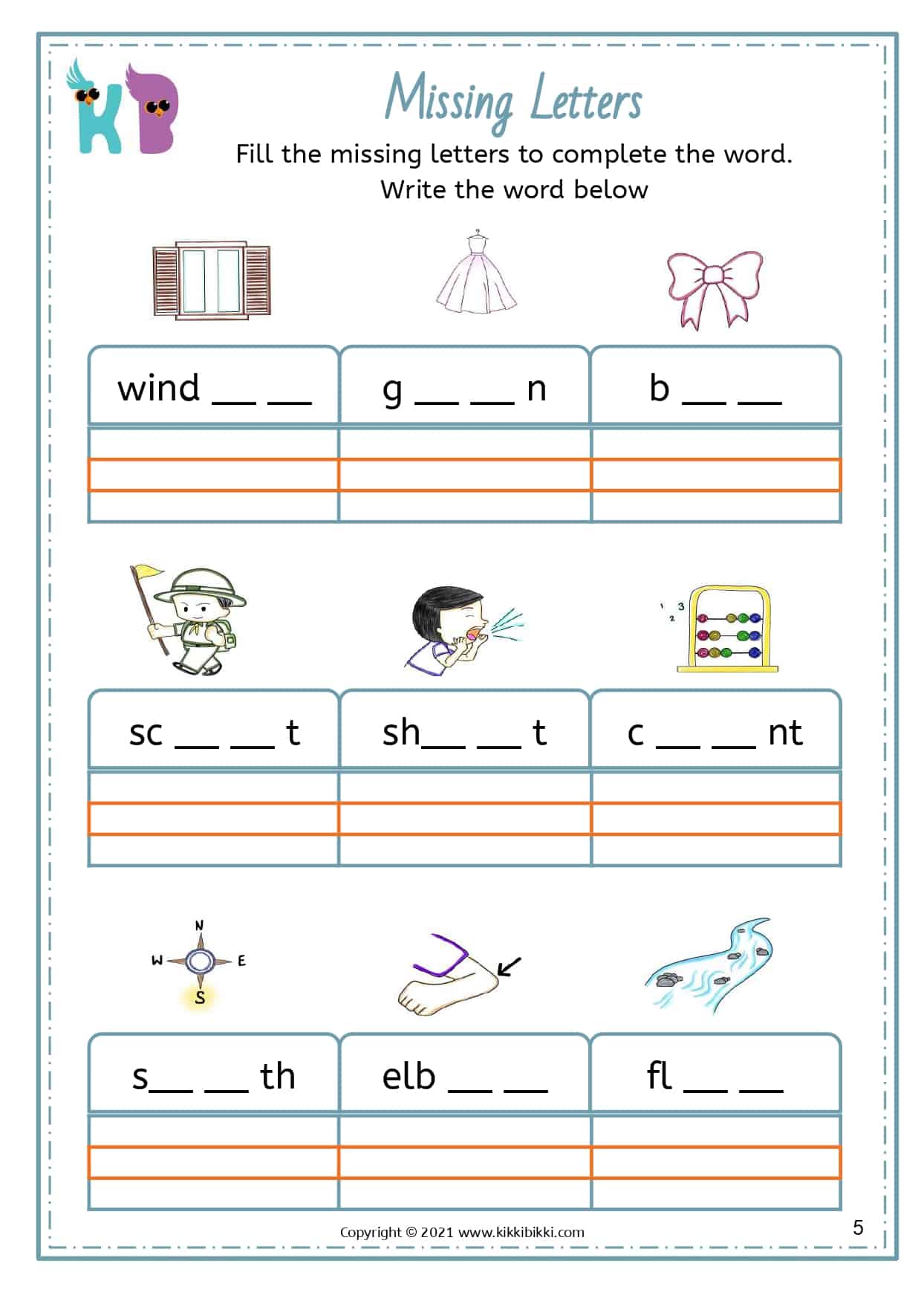 Learn to Spell ou and ow sound words | Free Phonics Worksheets