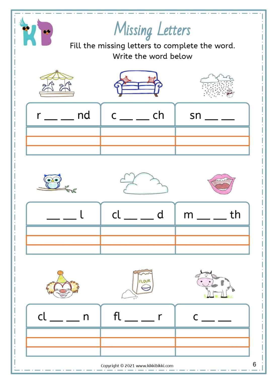 Learn to Spell ou and ow sound words | Free Phonics Worksheets