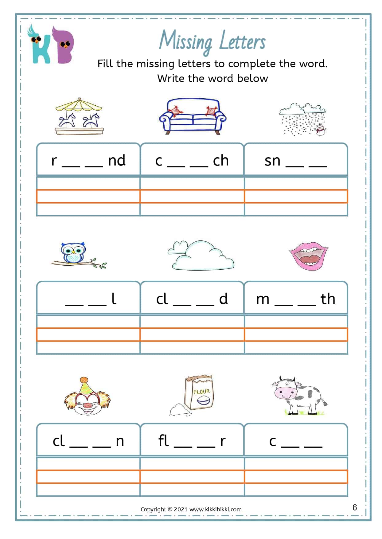 Learn to Spell ou and ow sound words | Free Phonics Worksheets
