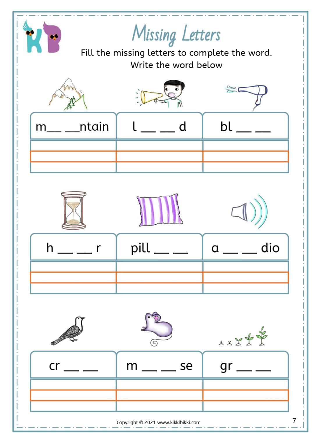 Learn to Spell ou and ow sound words | Free Phonics Worksheets