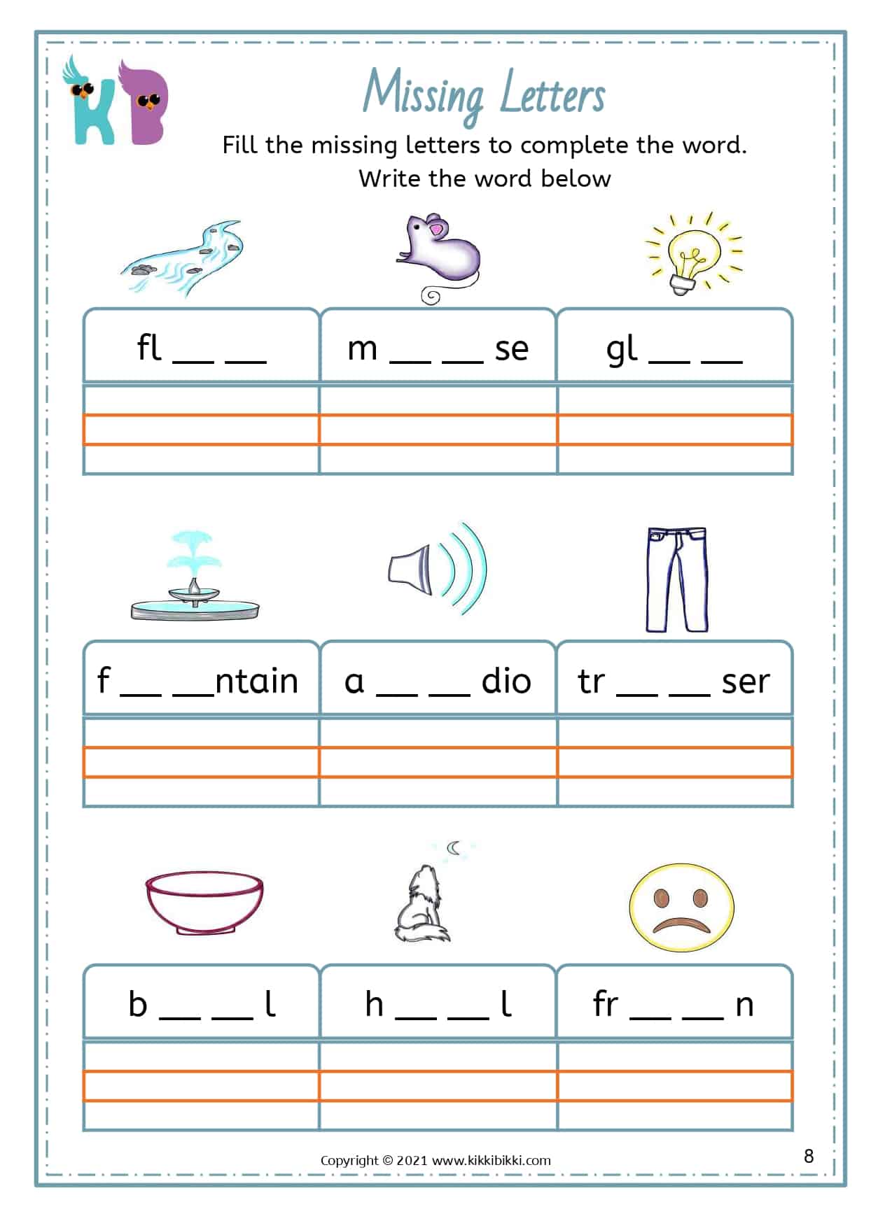 Learn to Spell ou and ow sound words | Free Phonics Worksheets