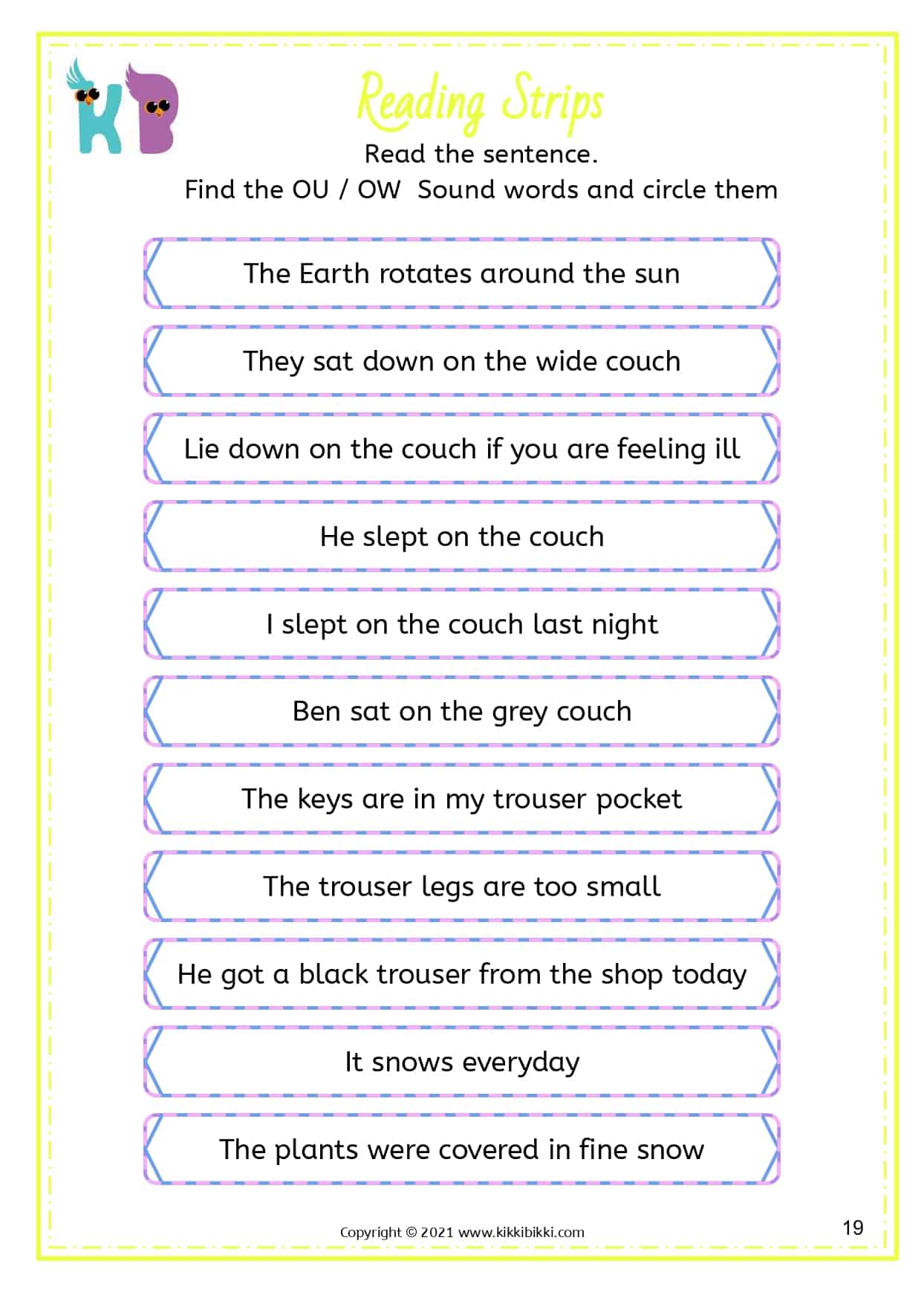 Learn to Spell ou ow Words - Kindergarten Worksheets