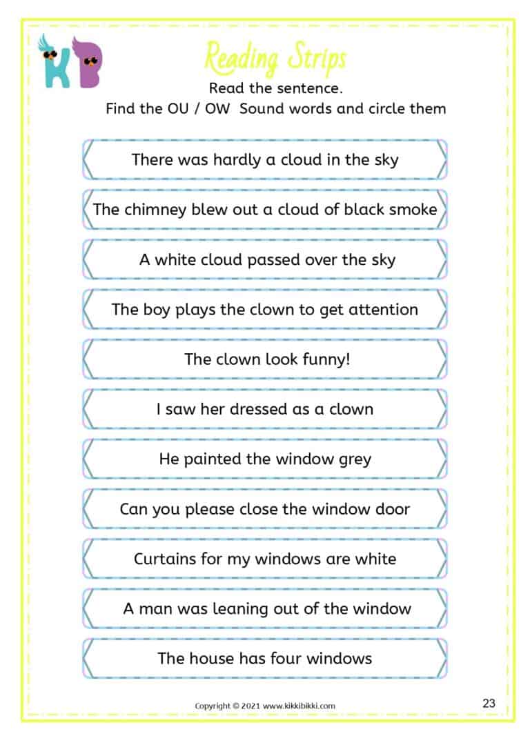 Phonics Fluency: ou and ow Sounds - Reading Strips