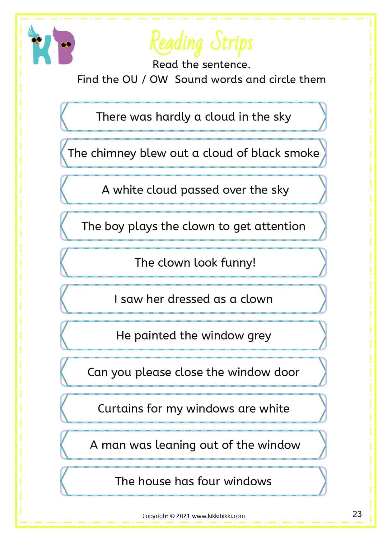 Learn to Spell ou ow Words - Kindergarten Worksheets