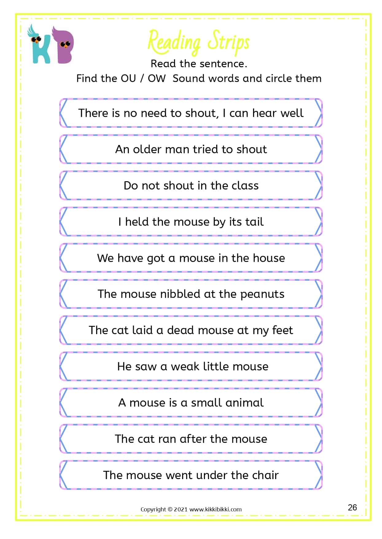 Learn to Spell ou ow Words - Kindergarten Worksheets