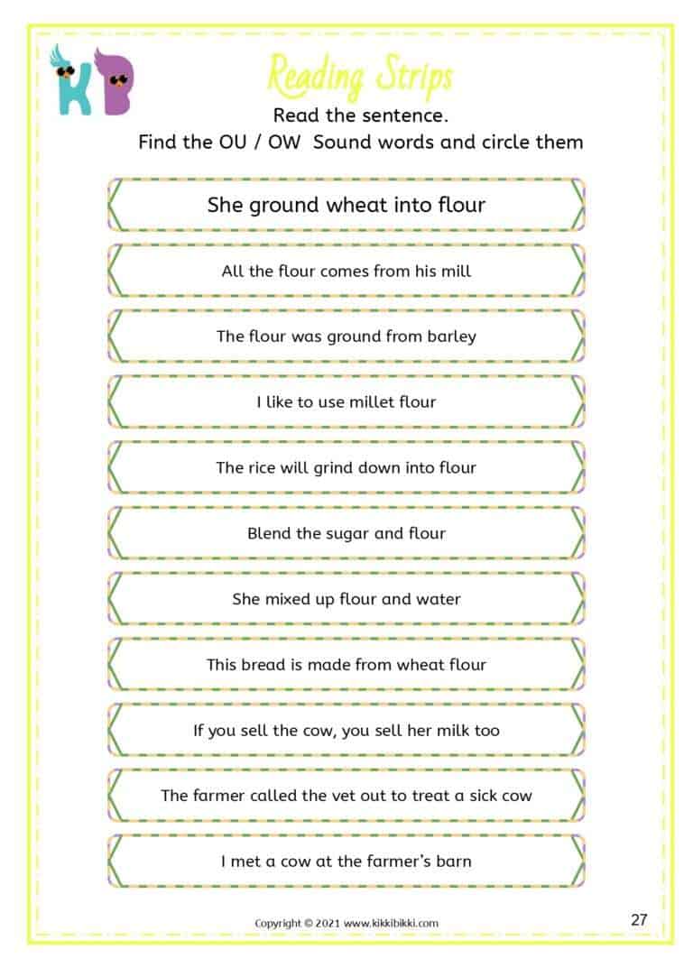 Phonics Fluency: ou and ow Sounds - Reading Strips
