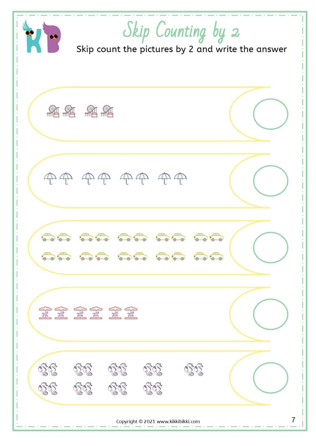 Skip Counting by 2 - MATH Worksheets - KikkiBikki