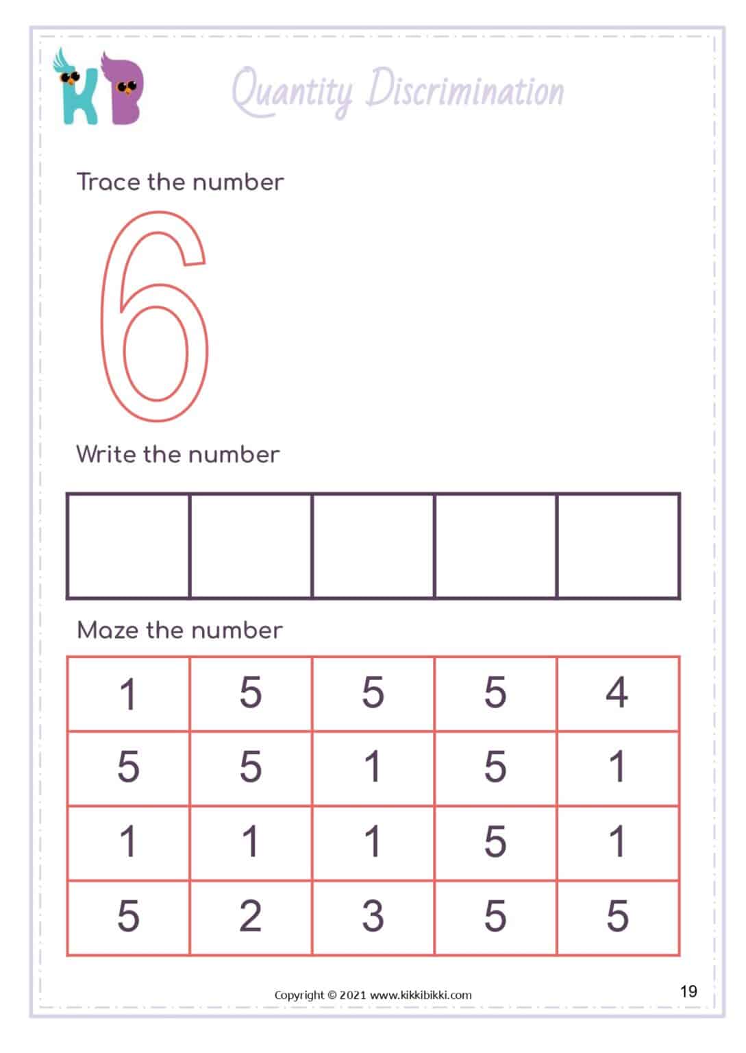 NUMBER SENSE WORKSHEETS for Numbers 1 to 10 - KikkiBikki