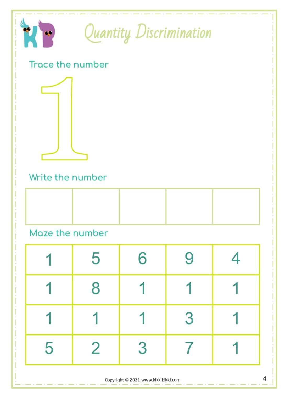 NUMBER SENSE WORKSHEETS for Numbers 1 to 10 - KikkiBikki