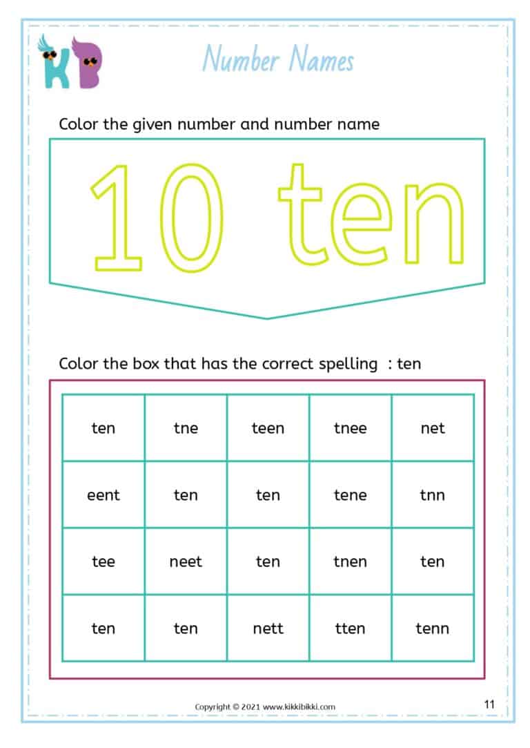 Number Names - Free Math Worksheets - KikkiBikki
