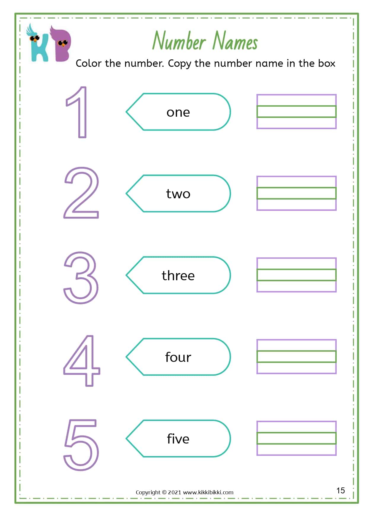 Number Names - Free Math Worksheets - KikkiBikki