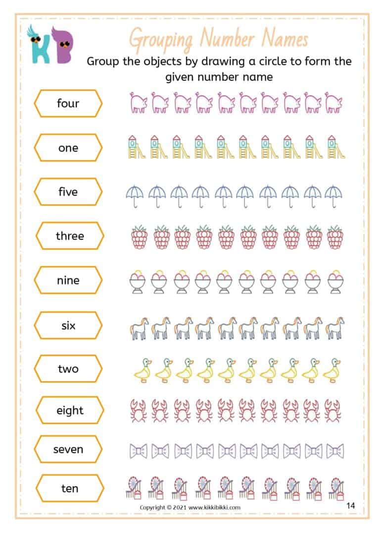 Number Names - Free Math Worksheets - KikkiBikki