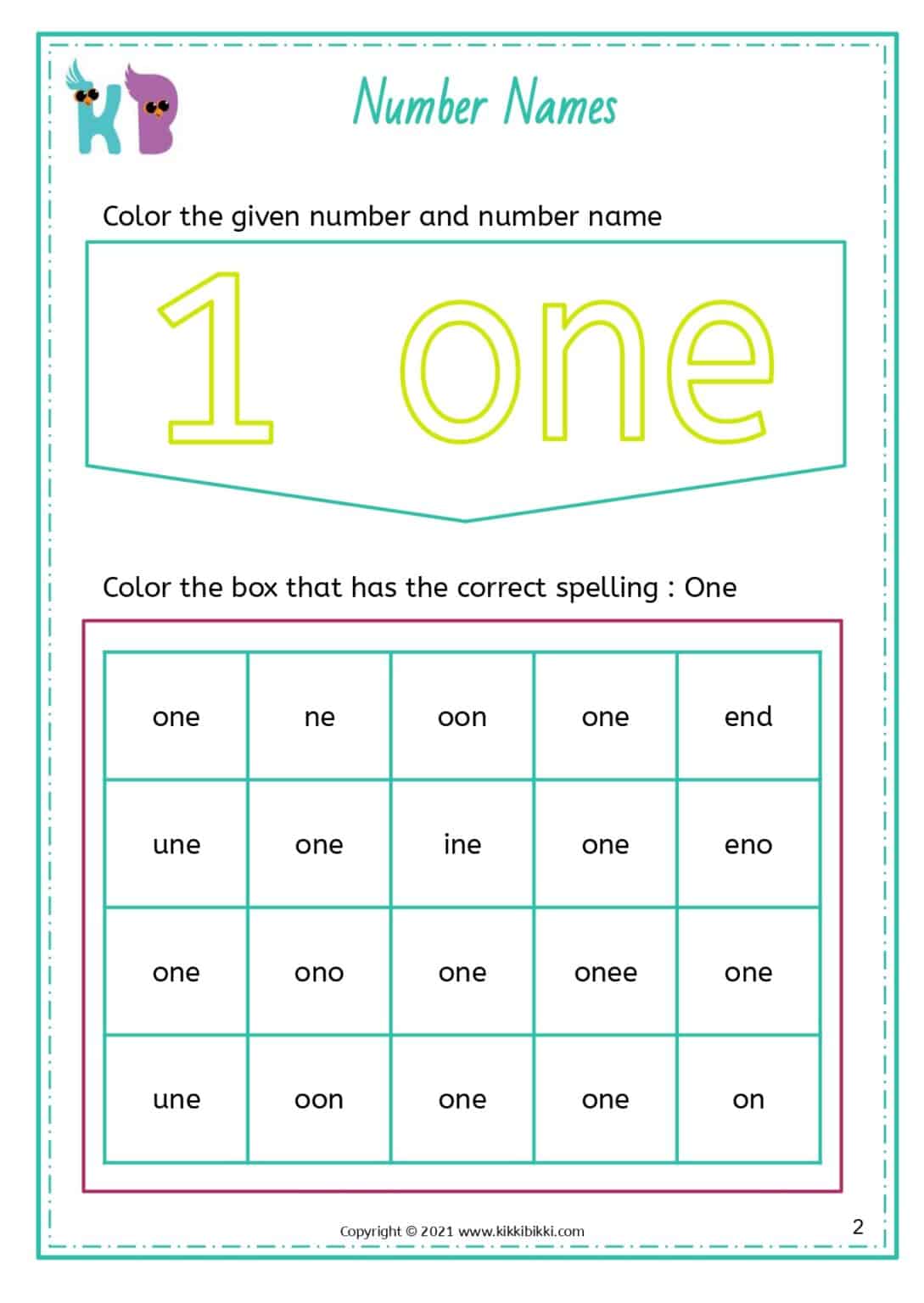Number Names - Free Math Worksheets - KikkiBikki