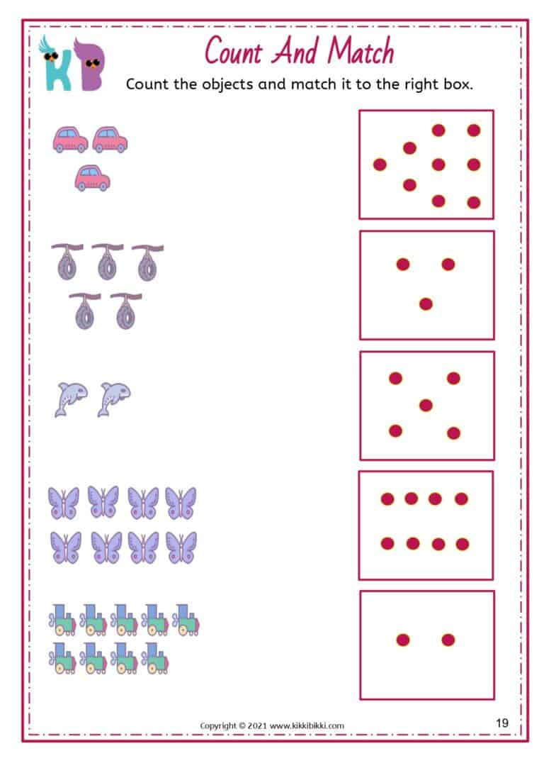 Simple COUNTING with Pictures Worksheets for Kids - KikkiBikki
