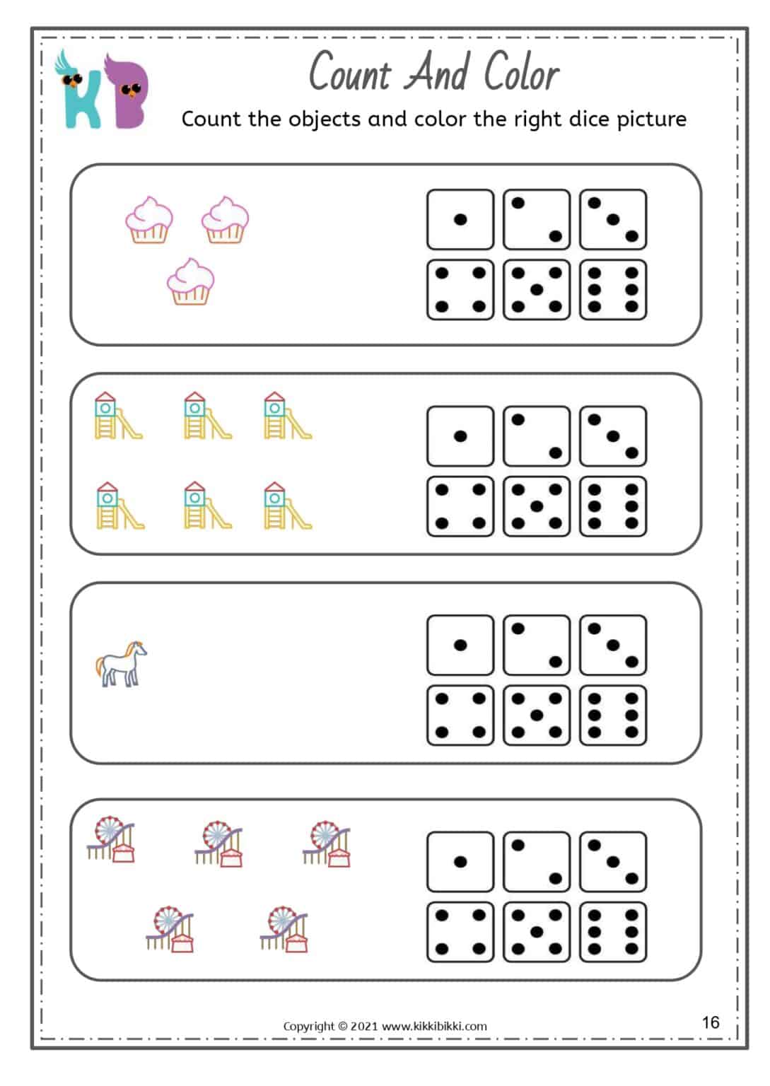 Simple COUNTING with Pictures Worksheets for Kids - KikkiBikki