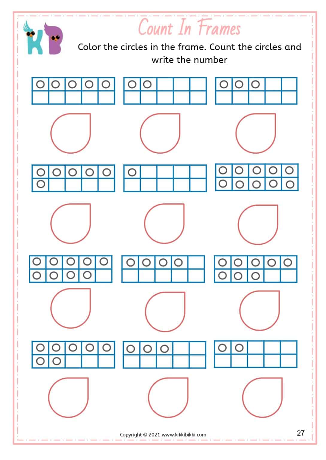 Simple COUNTING with Pictures Worksheets for Kids - KikkiBikki