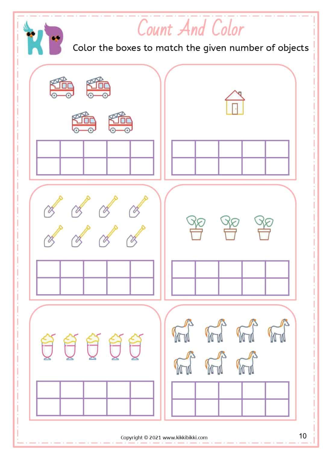 Simple COUNTING with Pictures Worksheets for Kids - KikkiBikki
