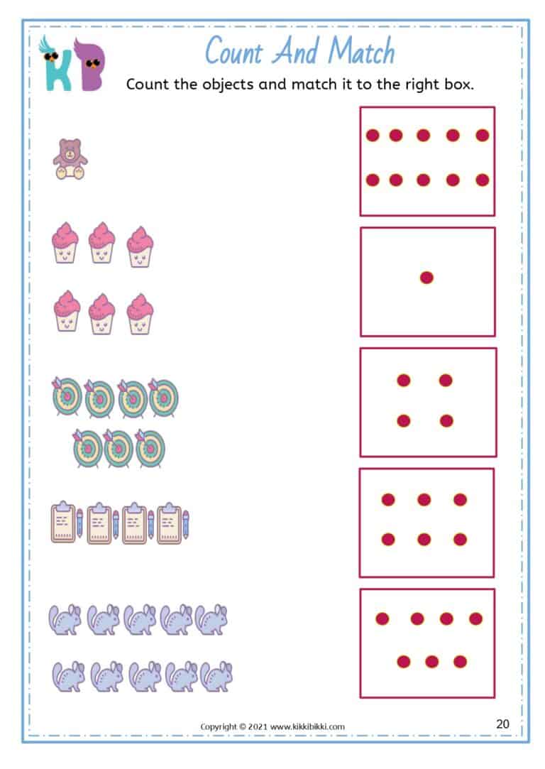 Simple COUNTING with Pictures Worksheets for Kids - KikkiBikki