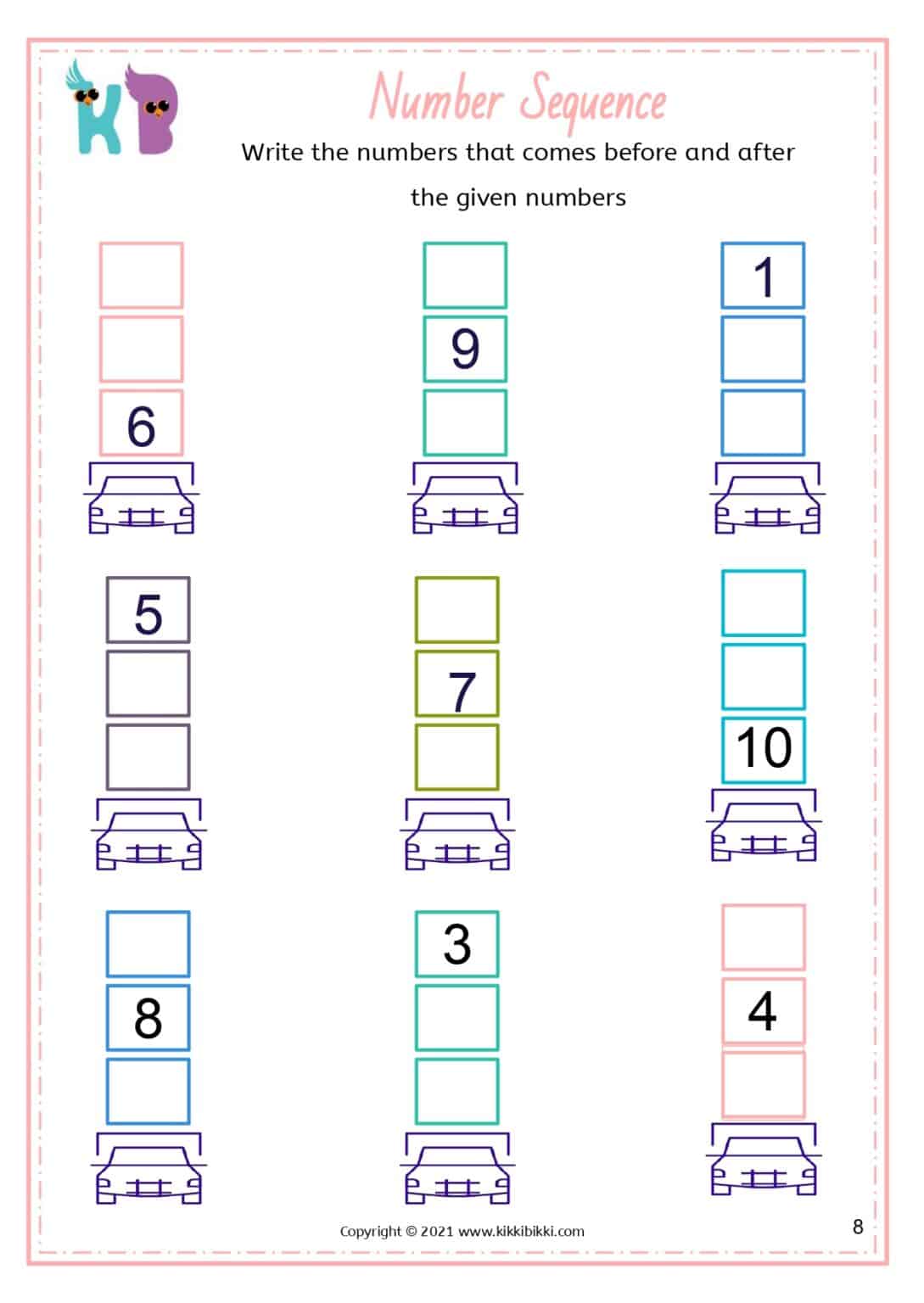 15+ NUMBER SEQUENCE Kindergarten Worksheets - Kikkibikki