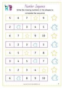 15+ NUMBER SEQUENCE Kindergarten Worksheets - Kikkibikki