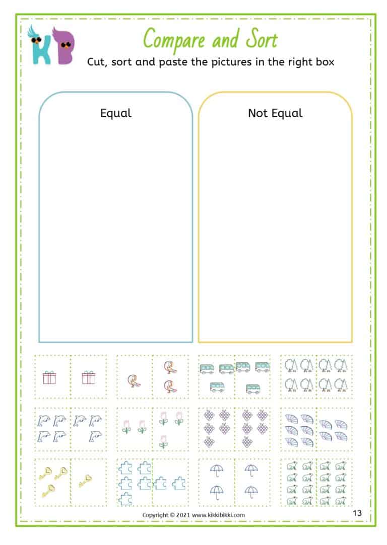 15+ FREE Equal or Not Equal WORKSHEETS - KikkiBikki