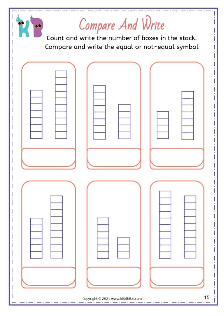 15+ FREE Equal or Not Equal WORKSHEETS - KikkiBikki