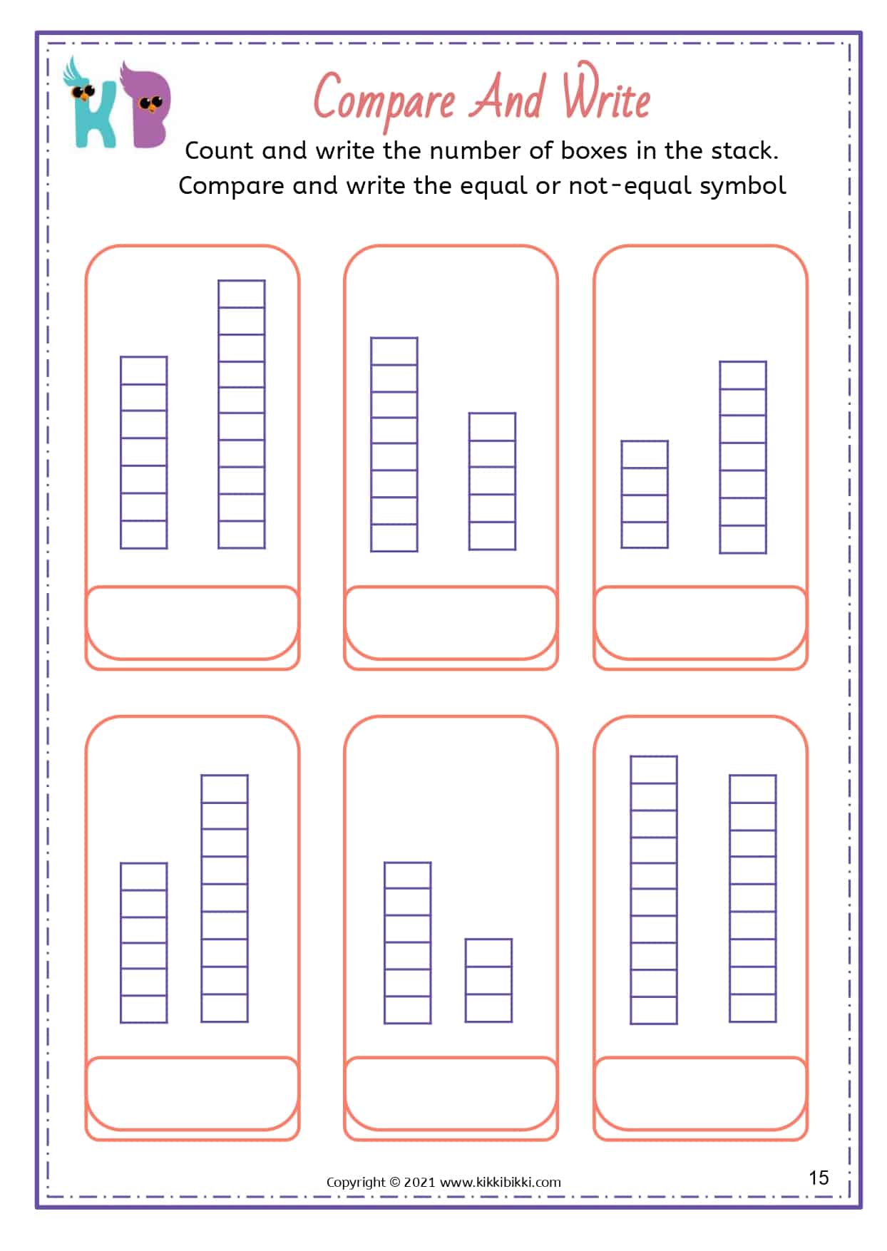 15+ FREE Equal or Not Equal WORKSHEETS - KikkiBikki