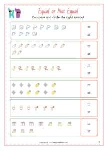 15+ FREE Equal or Not Equal WORKSHEETS - KikkiBikki