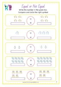 15+ FREE Equal or Not Equal WORKSHEETS - KikkiBikki