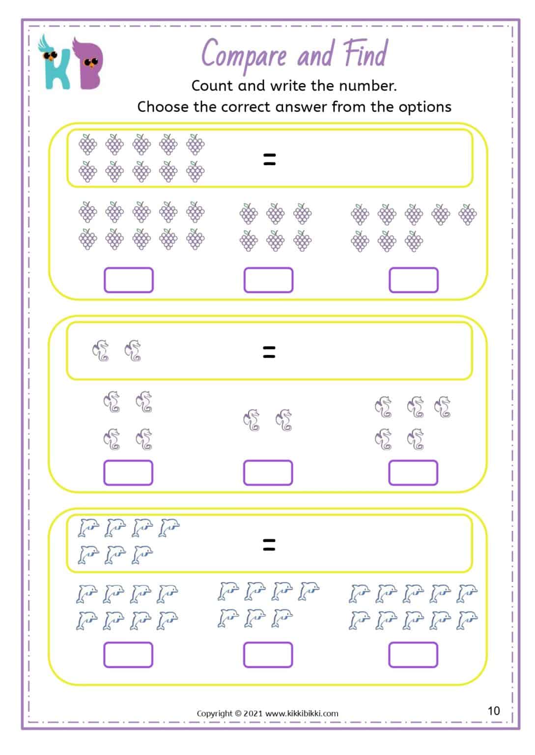 15+ FREE Equal or Not Equal WORKSHEETS - KikkiBikki