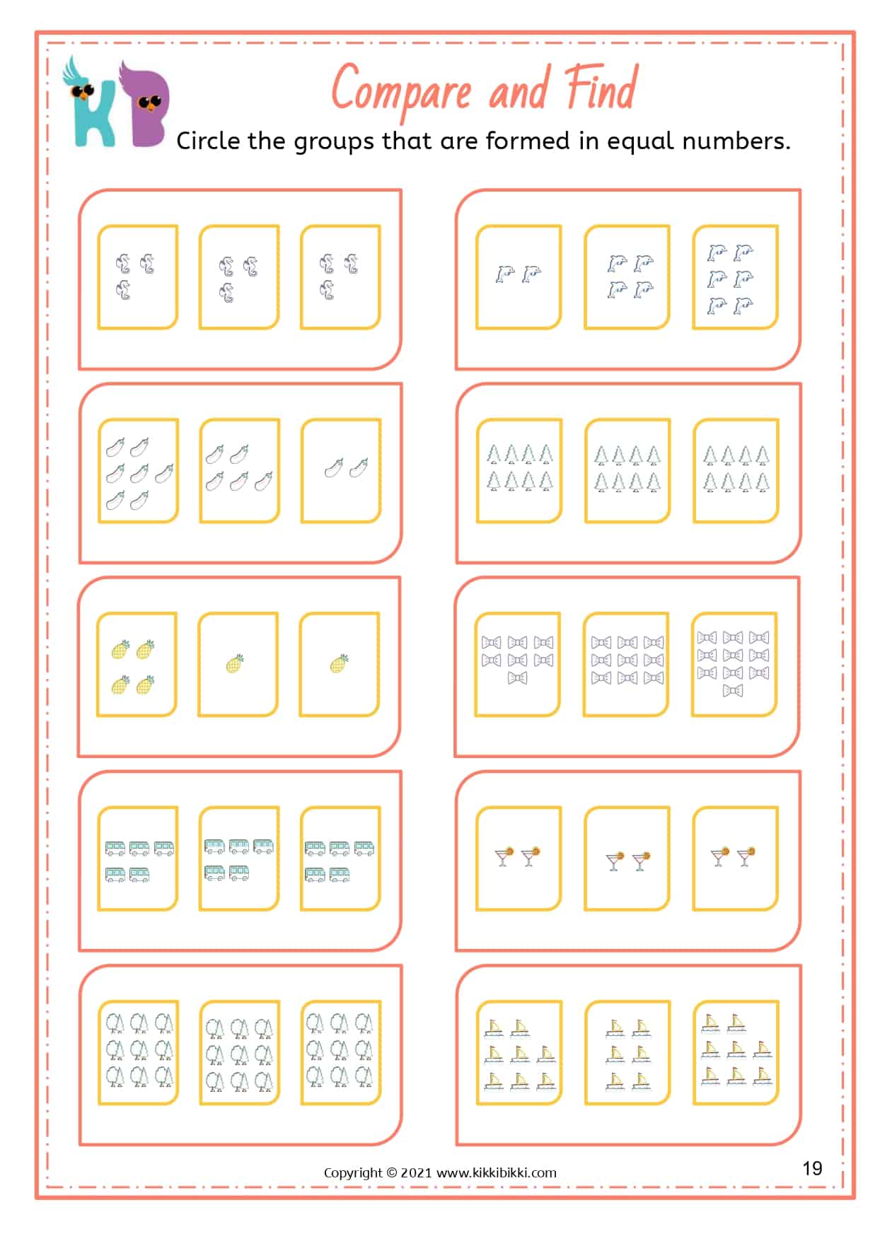 15+ FREE Equal or Not Equal WORKSHEETS - KikkiBikki