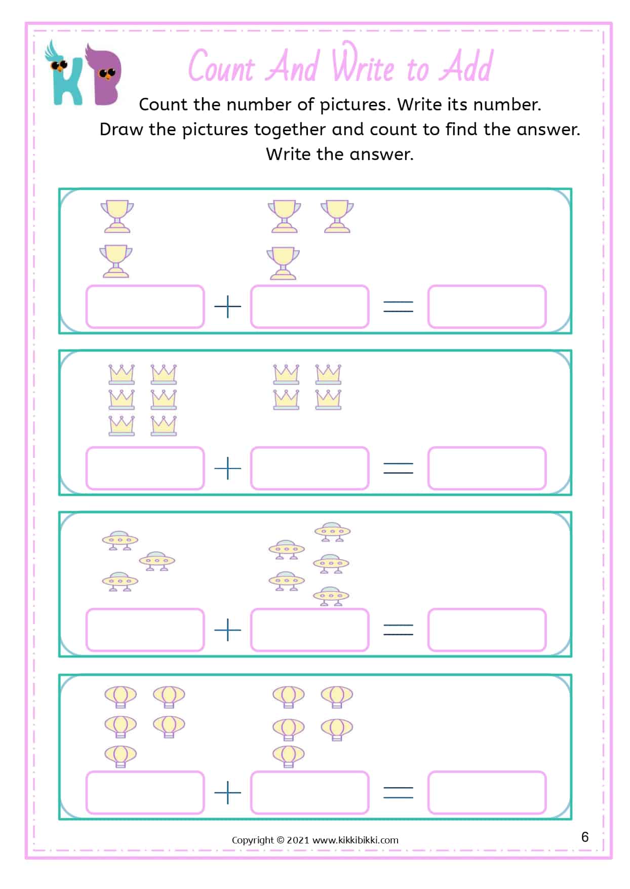 Fun Math Practice: Addition Up to 10 Worksheets for Kindergarten