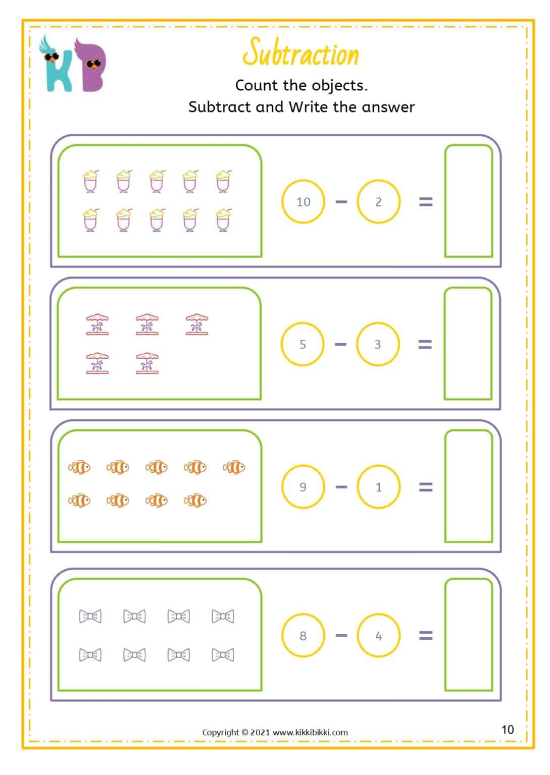 25+ SUBTRACTION Worksheets for Kindergarteners - KikkiBikki