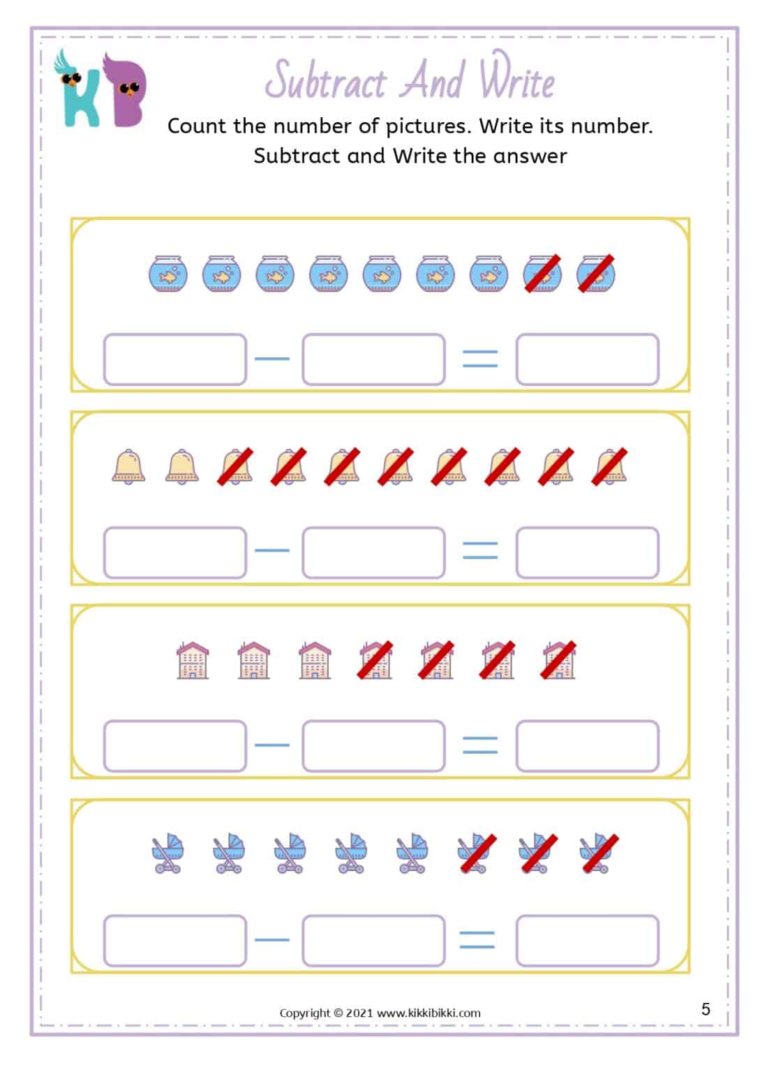 25+ SUBTRACTION Worksheets for Kindergarteners - KikkiBikki
