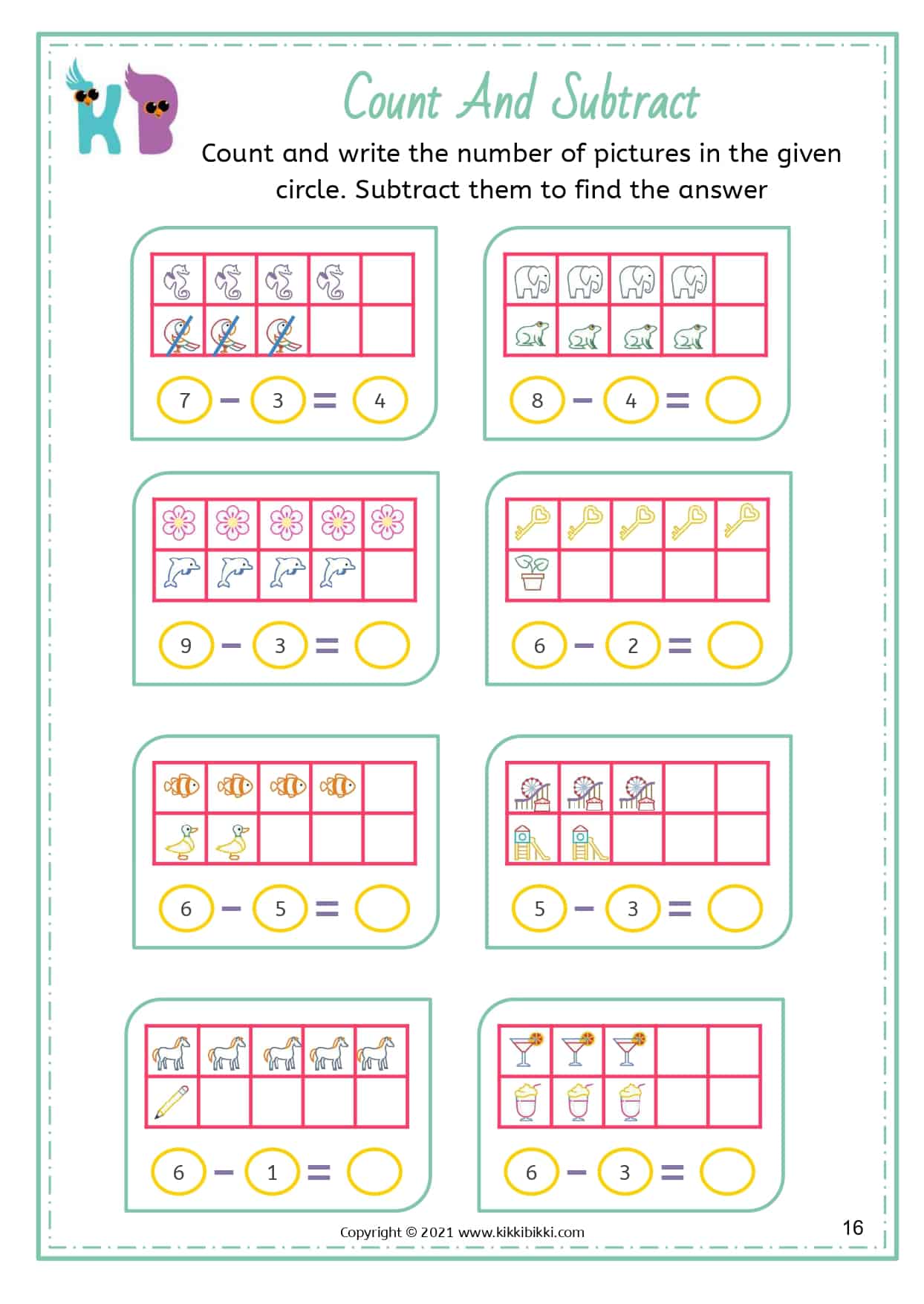25+ SUBTRACTION Worksheets for Kindergarteners - KikkiBikki