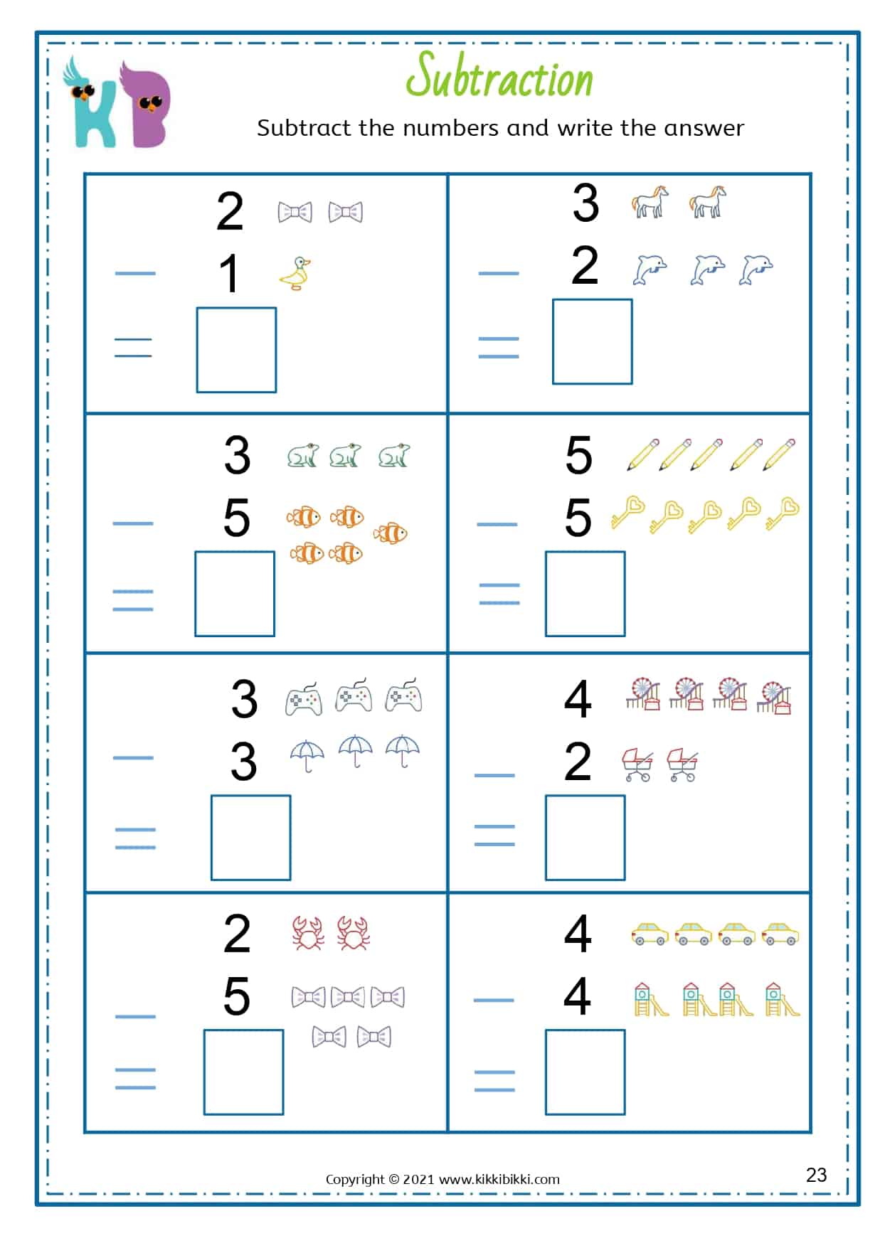 25+ SUBTRACTION Worksheets for Kindergarteners - KikkiBikki